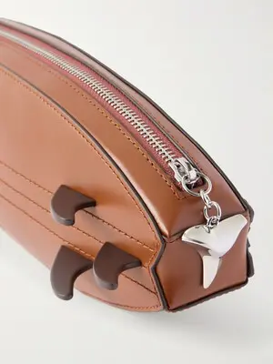 Staud Surfboard Striped Leather Clutches - Brown