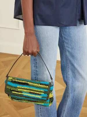 Staud Timmy Leather-trimmed Crocheted Shoulder Bag