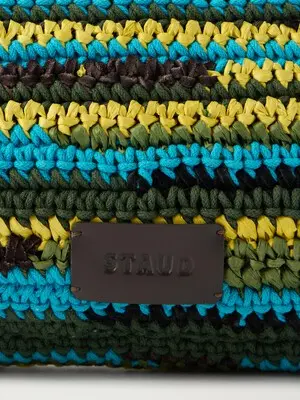 Staud Timmy Leather-trimmed Crocheted Shoulder Bag