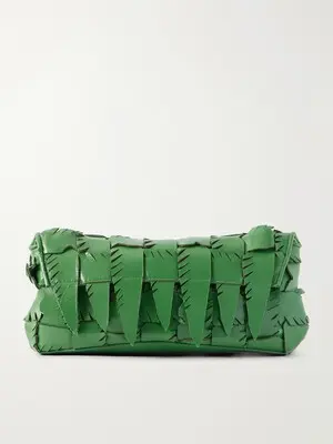 Staud Leaf Woven Leather Clutch