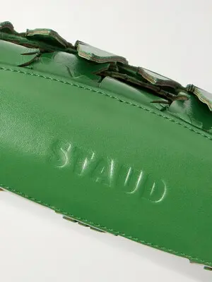 Staud Leaf Woven Leather Clutch