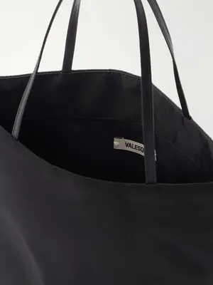 VALESQUE Thea Leather-trimmed Satin-shell Tote Bag