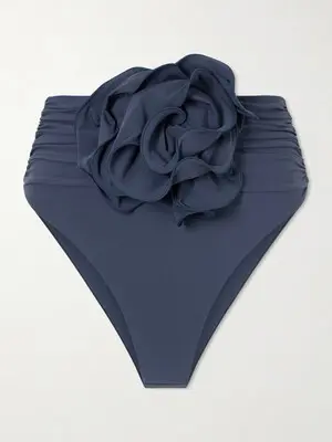 Magda Butrym Appliquéd Ruched Bikini Briefs - Gray