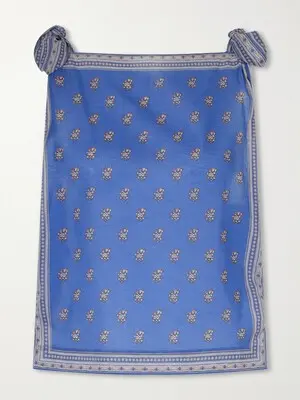 DÔEN Amalia Floral-print Cotton-voile Top - Blue
