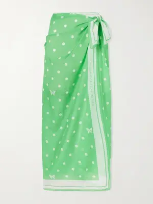 Kiki De Montparnasse Kiki Printed Cotton And Silk-blend Pareo - Green