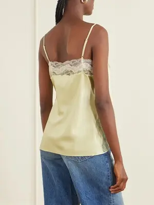 Veronica Beard Johantan Lace-trimmed Silk-blend Satin Blouse