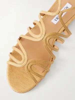 AQUAZZURA Serenade Raffia Flat Sandals