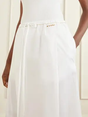 Marni Pleated Cotton-poplin Wide-leg Pants - White