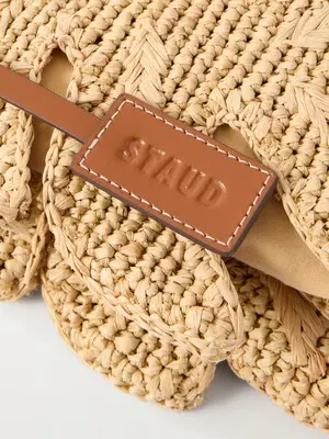 Staud Palm Leather-trimmed Raffia Tote - Neutrals