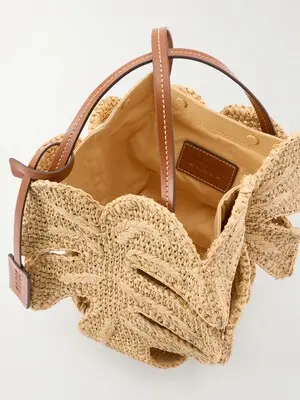 Staud Palm Leather-trimmed Raffia Tote - Neutrals