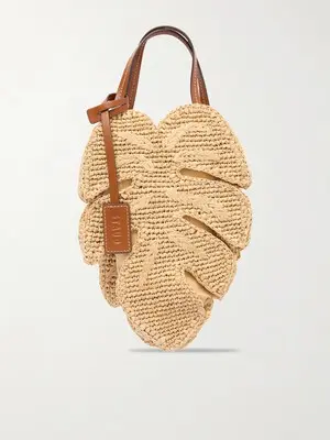 Staud Palm Leather-trimmed Raffia Tote - Neutrals