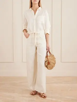 Staud Palm Leather-trimmed Raffia Tote - Neutrals