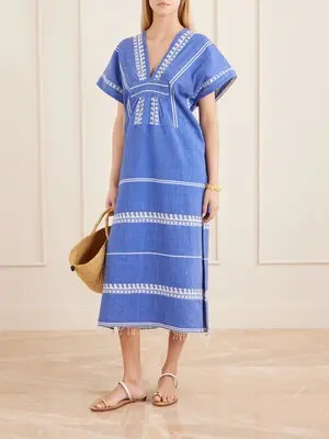 LEMLEM Gasira Embroidered Cotton Midi Dress