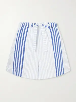 LEMLEM Safia Striped Cotton Shorts - Blue