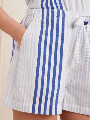 LEMLEM Safia Striped Cotton Shorts - Blue