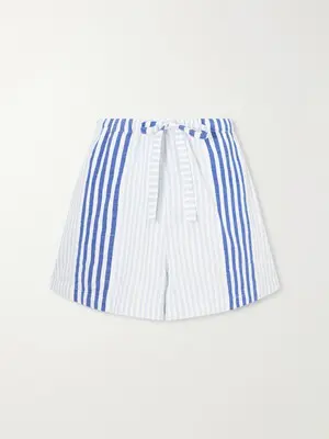 LEMLEM Safia Striped Cotton Shorts - Blue