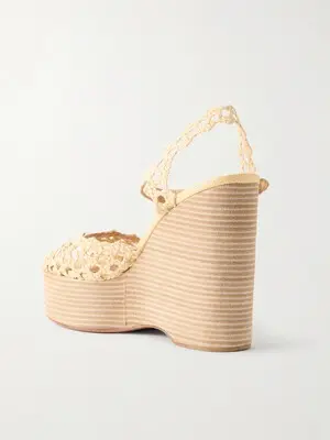 AQUAZZURA Bossa Nova 130 Raffia Platform Sandals - Neutrals
