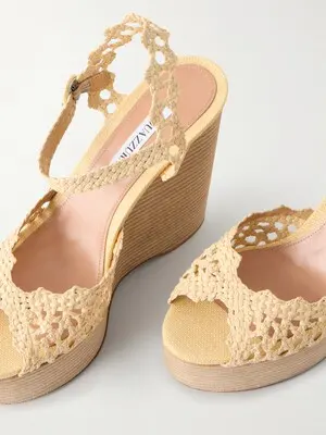 AQUAZZURA Bossa Nova 130 Raffia Platform Sandals - Neutrals