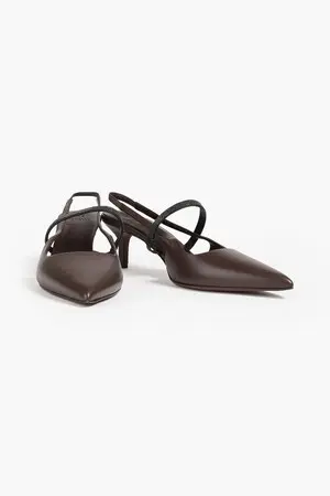 Brunello Cucinelli Leather Slingback Pumps - Chocolate