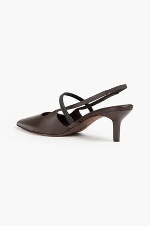 Brunello Cucinelli Leather Slingback Pumps - Chocolate