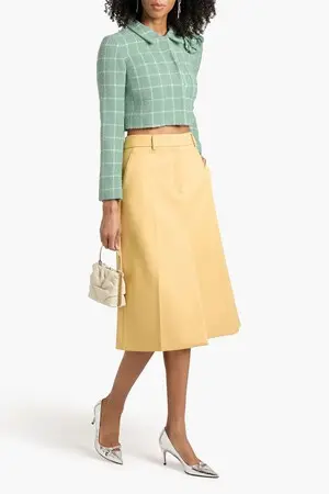 Oscar De La Renta Cropped Checked Tweed Jacket