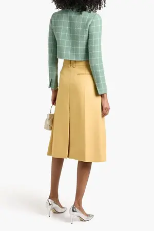 Oscar De La Renta Cropped Checked Tweed Jacket