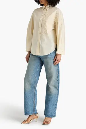 Brunello Cucinelli Appliquéd Cotton-blend Poplin Shirt - Cream