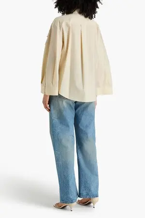 Brunello Cucinelli Appliquéd Cotton-blend Poplin Shirt - Cream