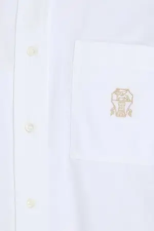 Brunello Cucinelli Embroidered Cotton-poplin Shirt - White