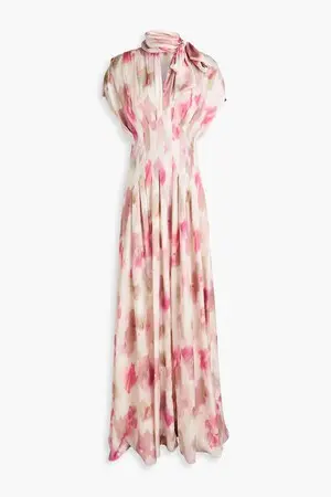 MIKAEL AGHAL Printed Crepe De Chine Maxi Dress - Pink