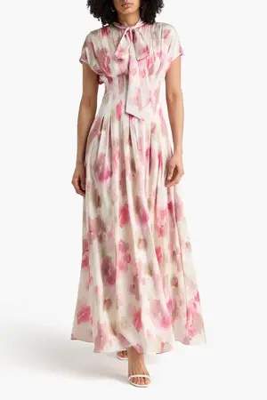 MIKAEL AGHAL Printed Crepe De Chine Maxi Dress