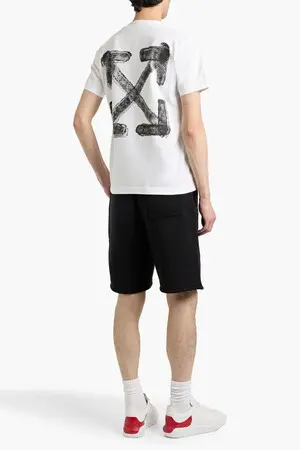 Off-White Printed Cotton-terry Shorts - Black