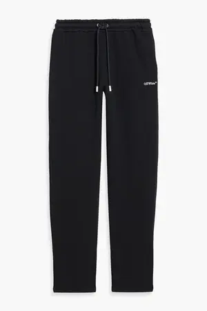 Off-White Embroidered Cottonjersey Sweatpants - Black