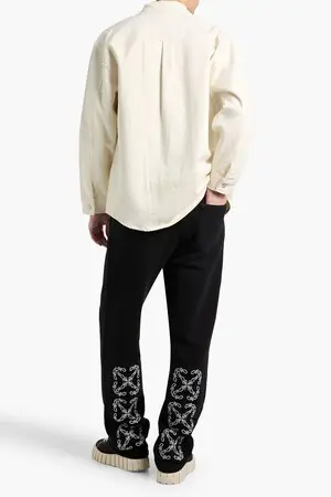 Off-White Embroidered Cottonjersey Sweatpants - Black