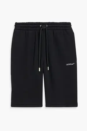 Off-White Printed Cotton-terry Shorts - Black