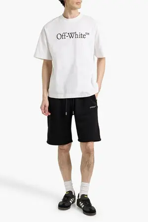 Off-White Printed Cotton-terry Shorts - Black