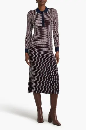 Simkhai Kassidy Striped Knitted Midi Dress - Claret