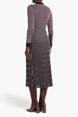 Simkhai Kassidy Striped Knitted Midi Dress - Claret