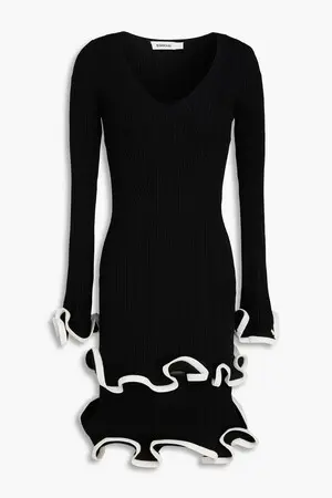 Simkhai Avalon Ruffled Ribbed-knit Mini Dress