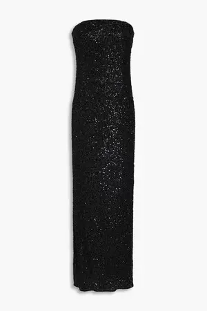 Simkhai Xyla Strapless Embellished Mesh Gown - Black