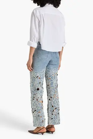 Simkhai Betty Embroidered Straight-leg Jeans