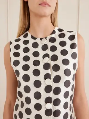 DESTREE Camille Polka-dot Satin Mini Dress - Black