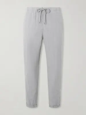 JAMES PERSE Straight-leg Linen-blend Canvas Trousers - Gray
