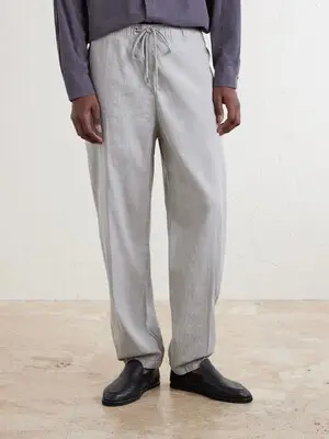 JAMES PERSE Straight-leg Linen-blend Drawstring Trousers