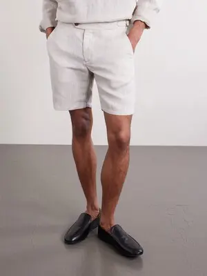Mr P. Straight-leg Herringbone Linen Shorts