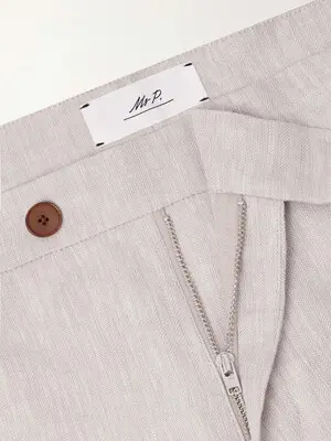 Mr P. Straight-leg Herringbone Linen Shorts