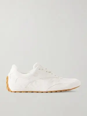 Bottega Veneta Orbit Flash Suede And Leather-trimmed Shell Sneakers - White