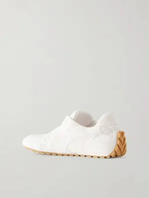 Bottega Veneta Orbit Flash Suede And Leather-trimmed Shell Sneakers - White
