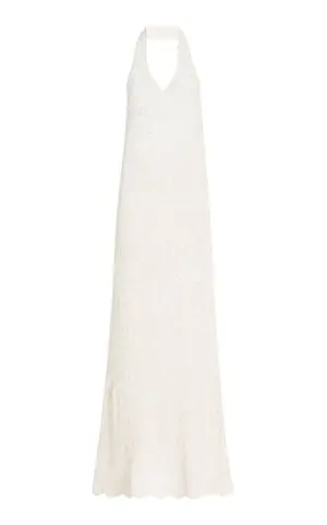 NILI LOTAN NILI LOTAN Eddie Crocheted Cotton Maxi Halter Dress