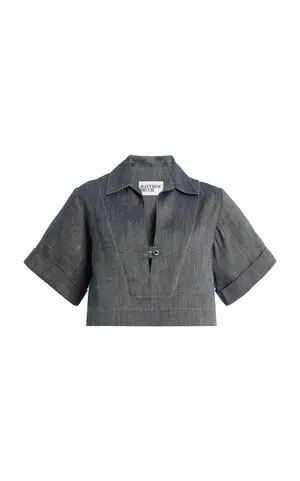 Matthew Bruch Linen-cotton Denim Popover Shirt